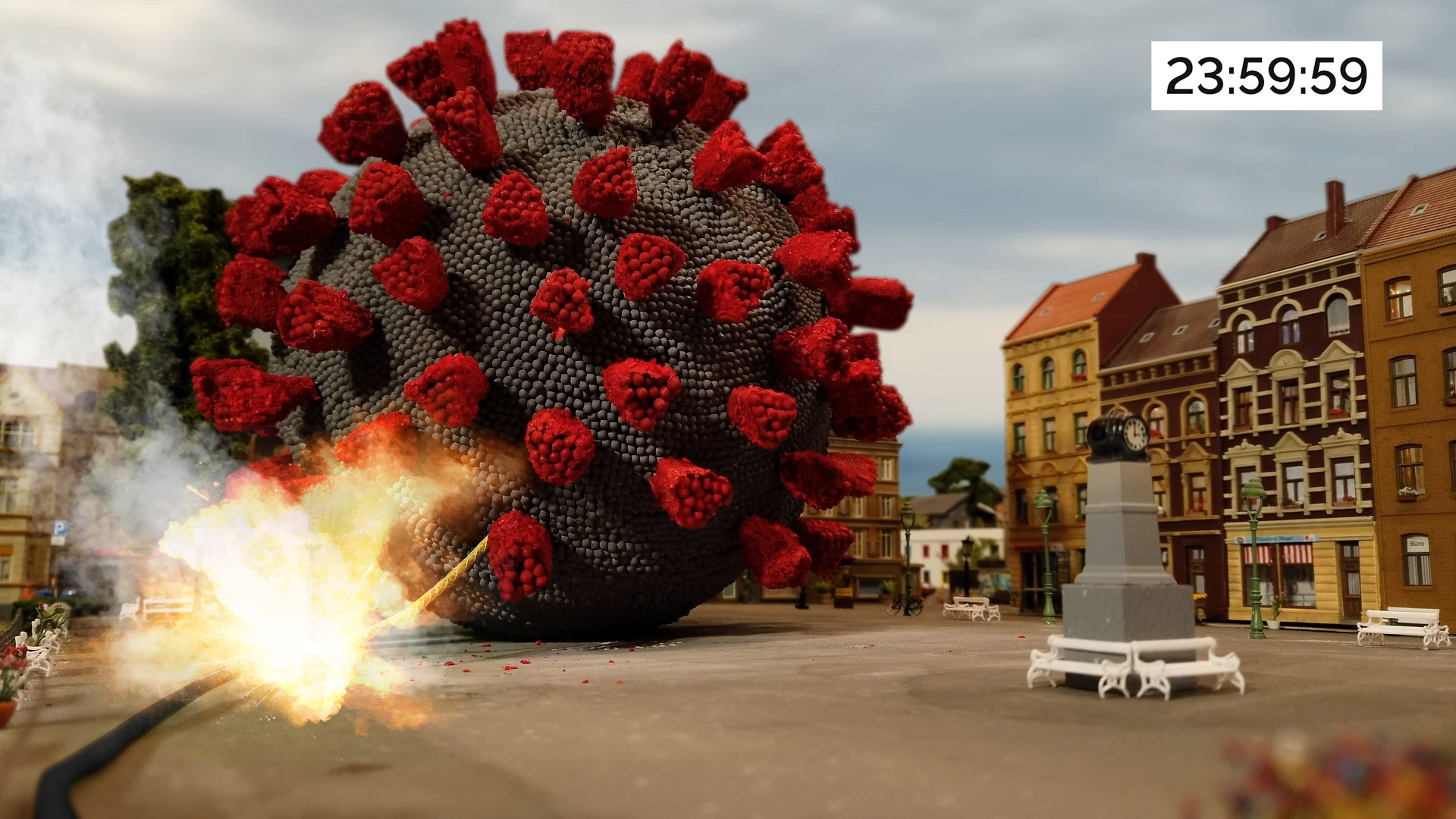 100,000 matches and sparklers. Explosion destroys the corona virus ...